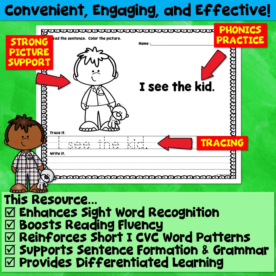 Short I CVC Words | Coloring Pages Printable | Sight Word Practice ...