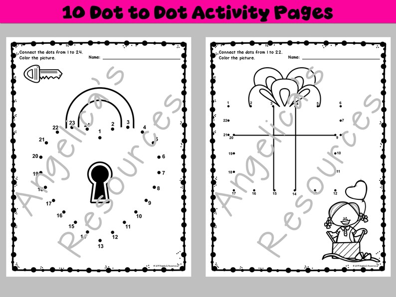 Valentine's Day Activities Dot to Dot Coloring Pages | Connect the Dots ...