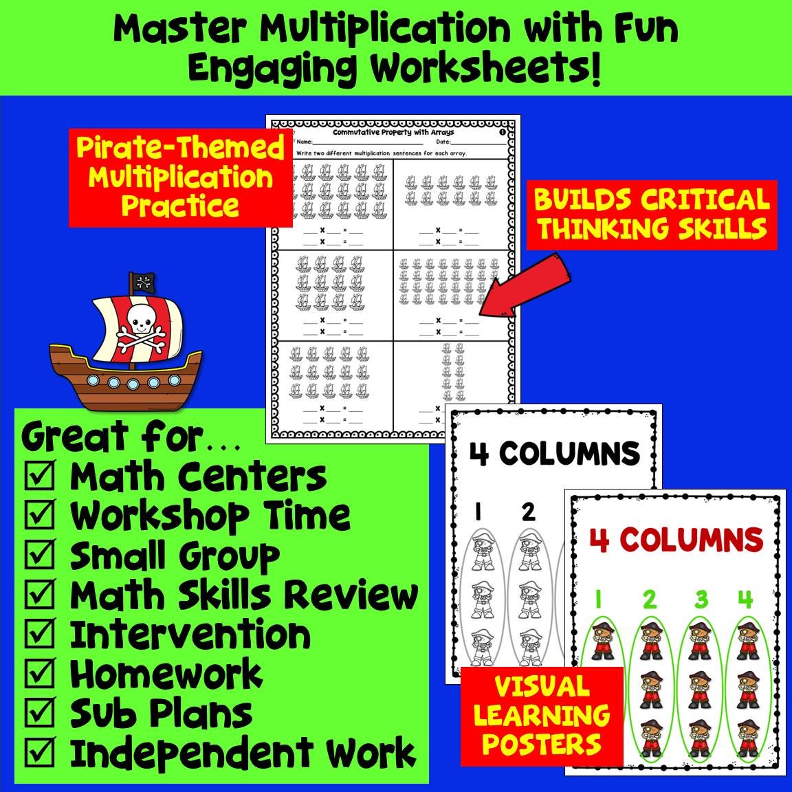 Multiplication With Arrays in Math | Multiplication Practice Worksheets ...