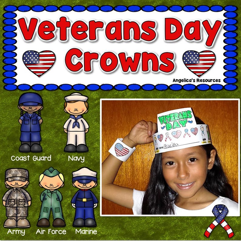 Veterans Day Craft Crowns and Wristbands | Veterans Day Printable Kids ...