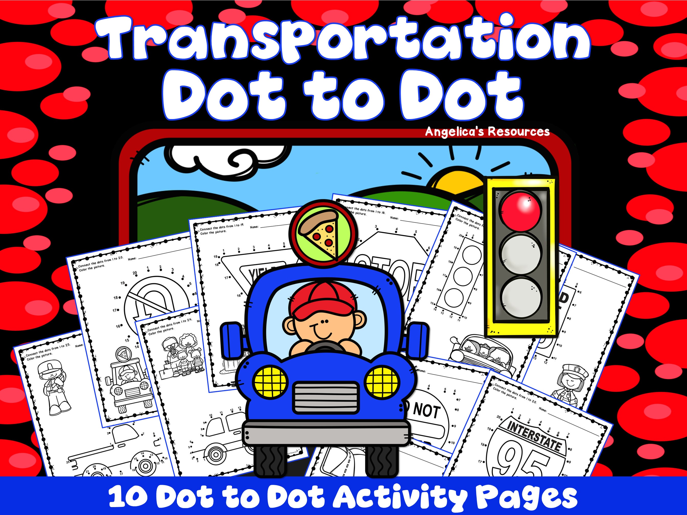 Transportation Dot to Dot Coloring Pages | Connect the Dots Math ...