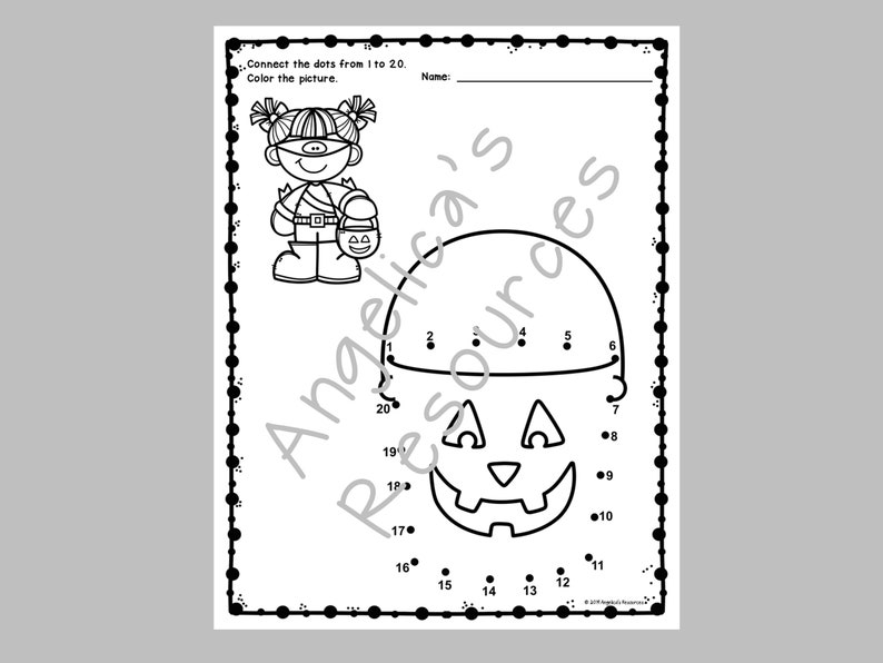 Halloween Dot to Dot Coloring Pages Connect the Dots Math Worksheets ...