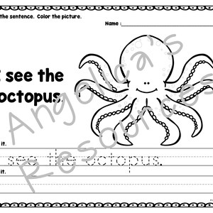 Ocean Animals Coloring Pages Printable Sight Word Practice ...