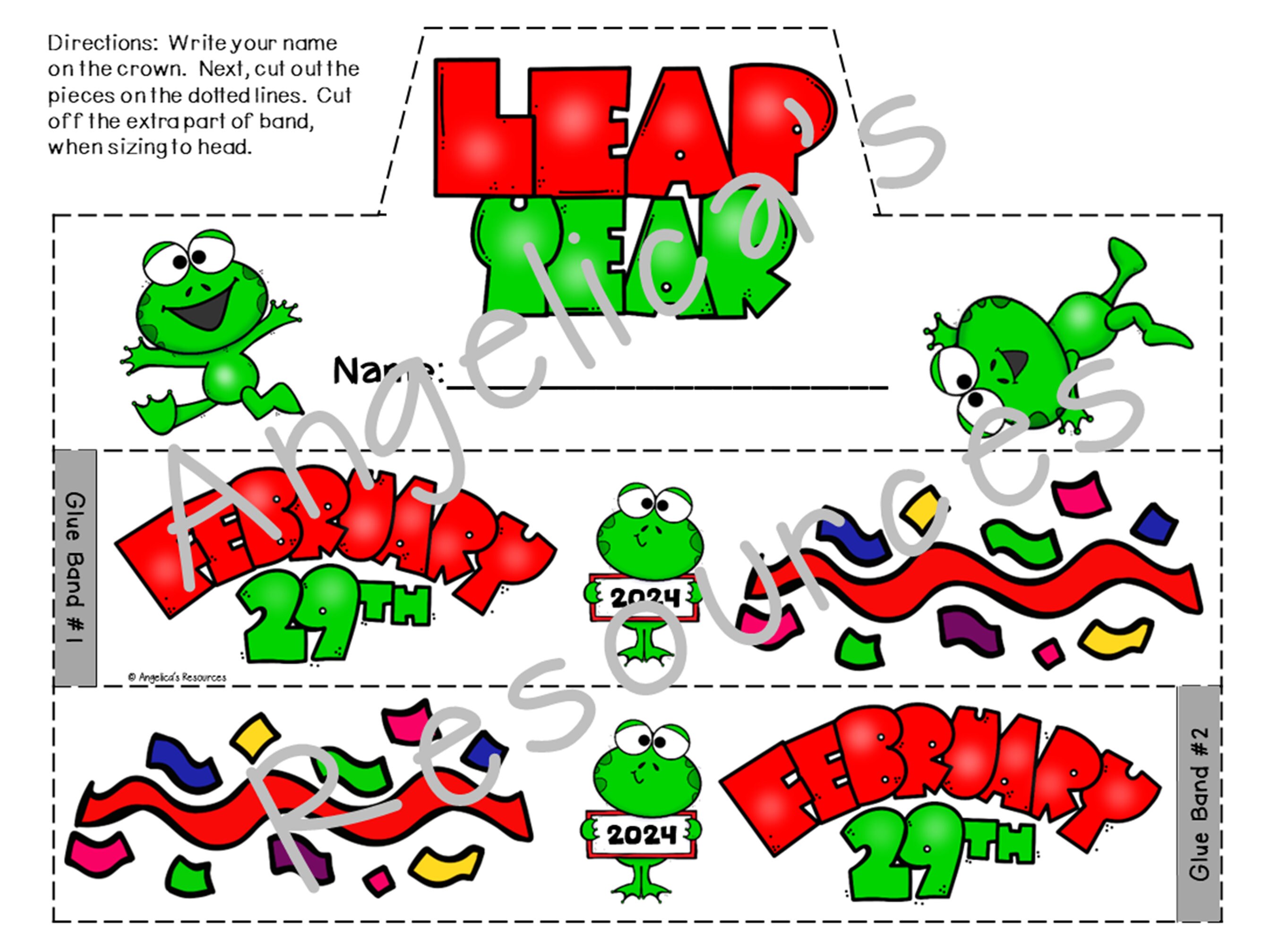 Leap Year 2024 Activities Crowns and Wristbands Leap Day Kids Hat Craft ...