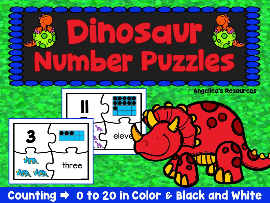 Dinosaur Number Puzzles | Counting to 20 Kindergarten Math Worksheets ...