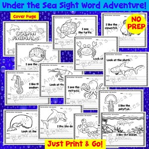 Ocean Animals Coloring Pages Printable Sight Word Practice ...