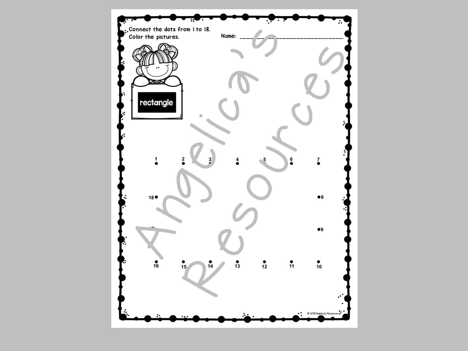 2D Shapes Connect the Dots Math Worksheets Dot to Dot Coloring Pages ...