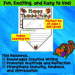 Thanksgiving Craft "i Am Thankful For" Creative Writing Prompt ...