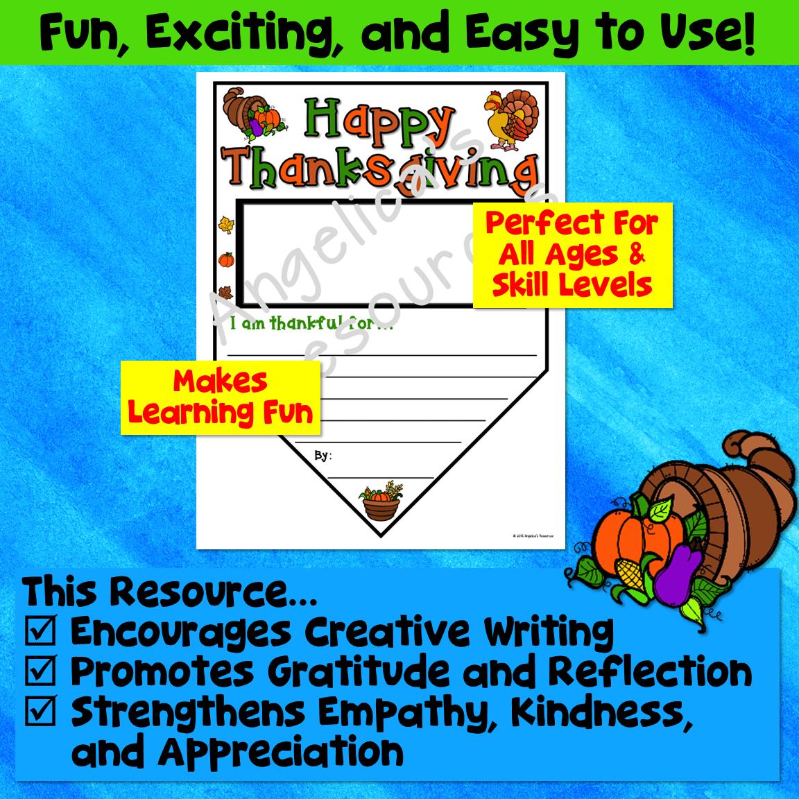 Thanksgiving Craft "i Am Thankful For" Creative Writing Prompt ...