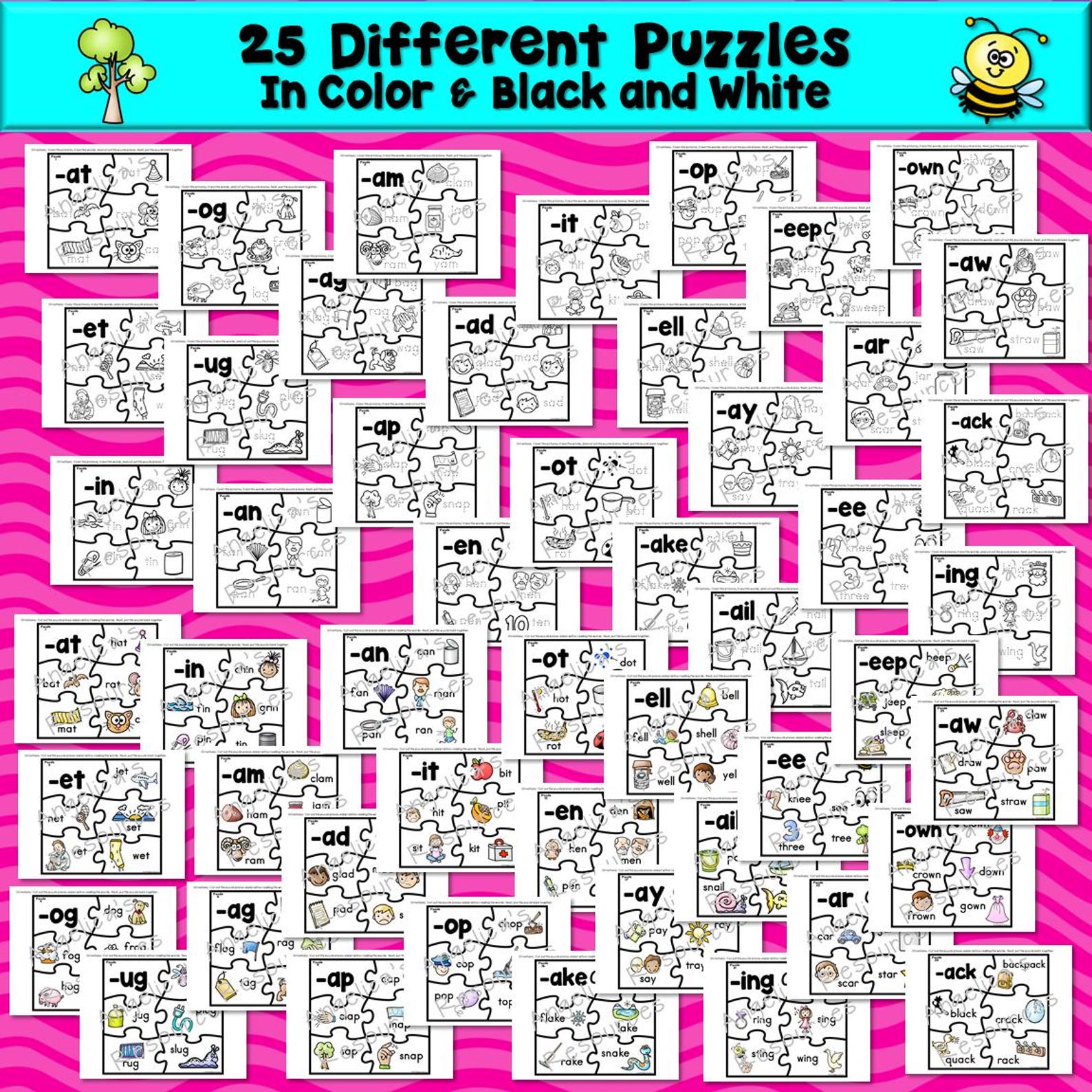 Word Families Fun Phonics Game Rhyming Endings Puzzles | Coloring Pages ...