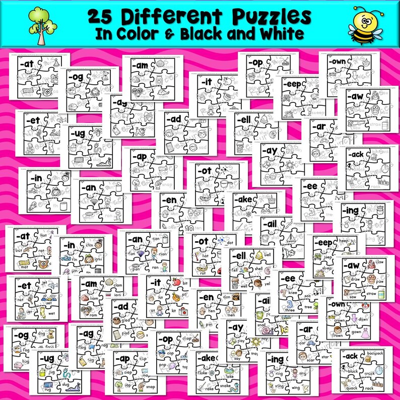 Word Families Fun Phonics Game Rhyming Endings Puzzles | Coloring Pages ...