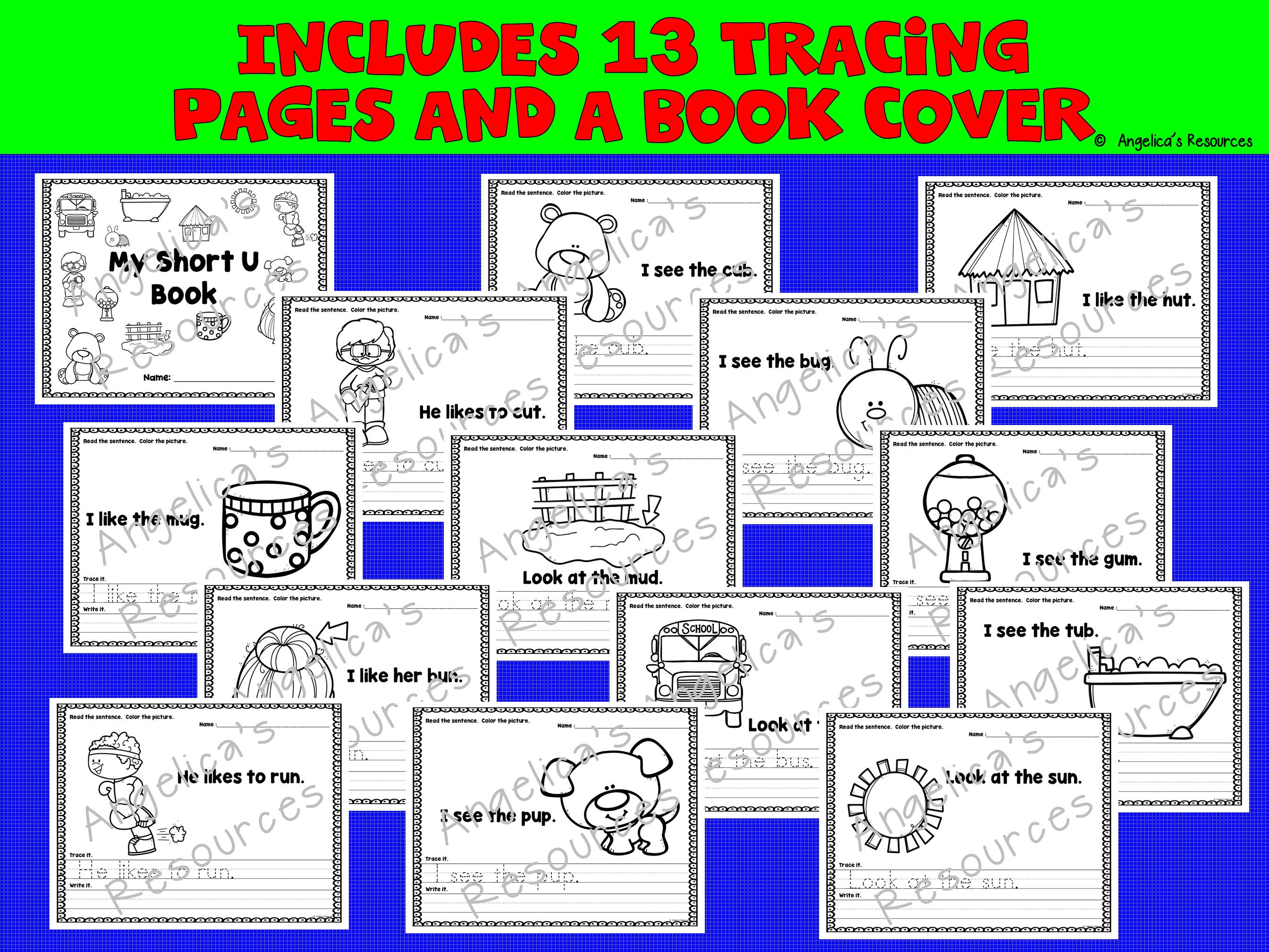 Short U CVC Words | Coloring Pages Printable | Sight Word Practice ...