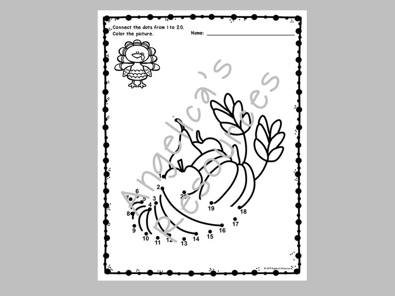 Thanksgiving Dot to Dot Coloring Pages | Connect the Dots Math ...