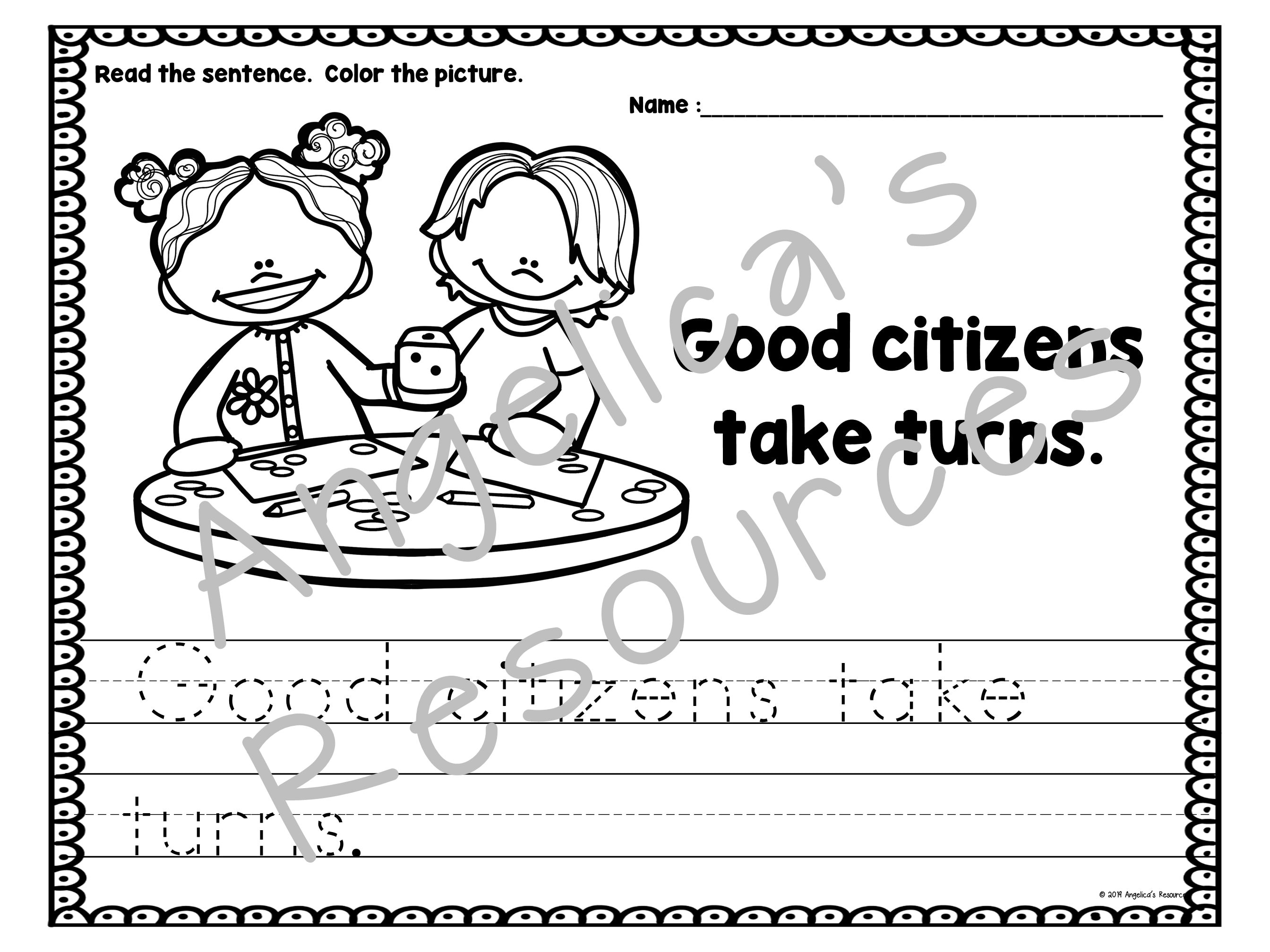 Good Citizenship Activities Being a Good Citizen at School Sight Word ...