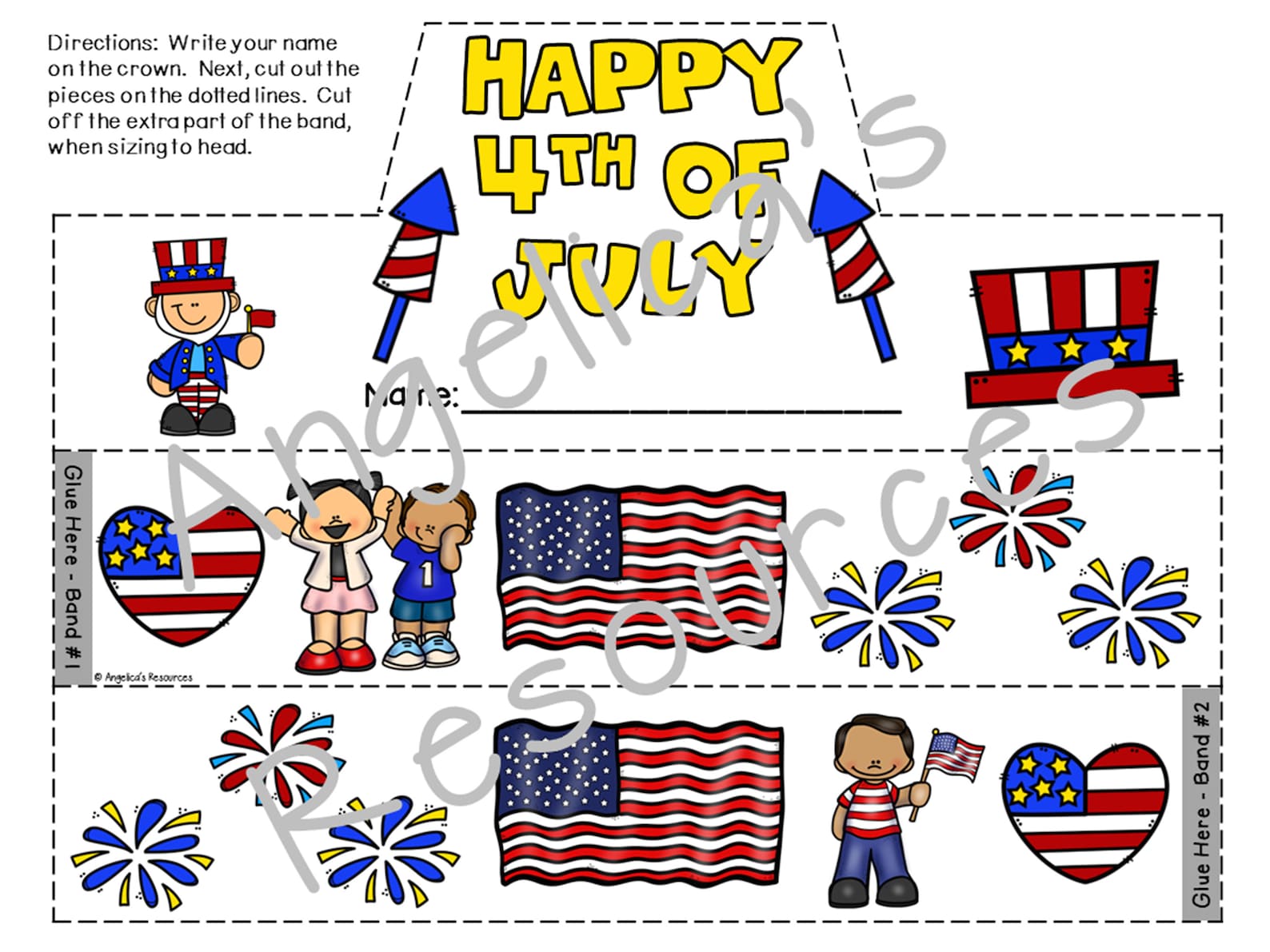 4th of July Activities Crowns and Wristbands | 4th of July Printable ...