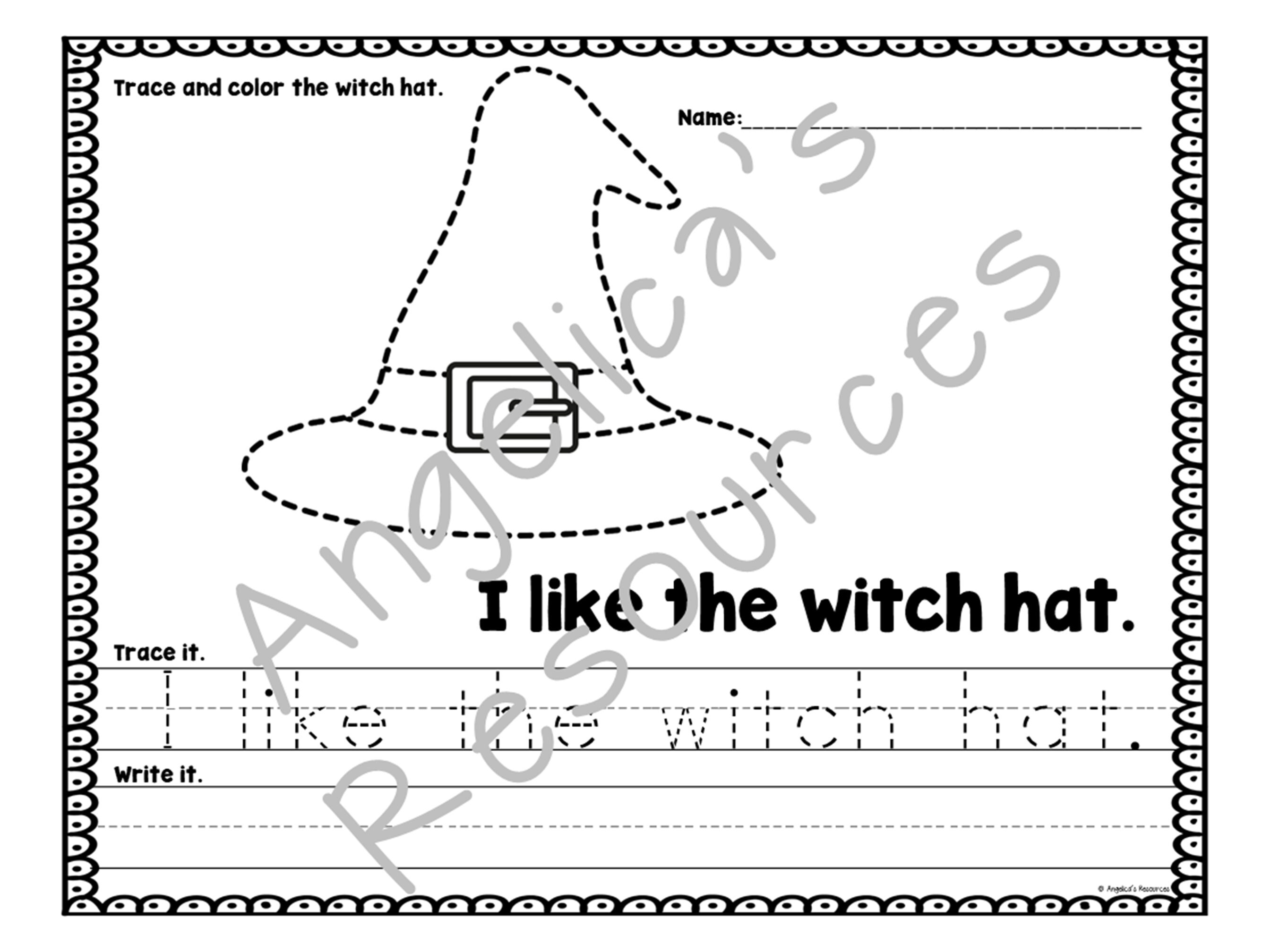 Halloween Activities Coloring Pages Printable Sight Word Handwriting ...