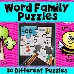 Word Families: Fun Phonics Game Rhyming Endings Puzzles - Etsy