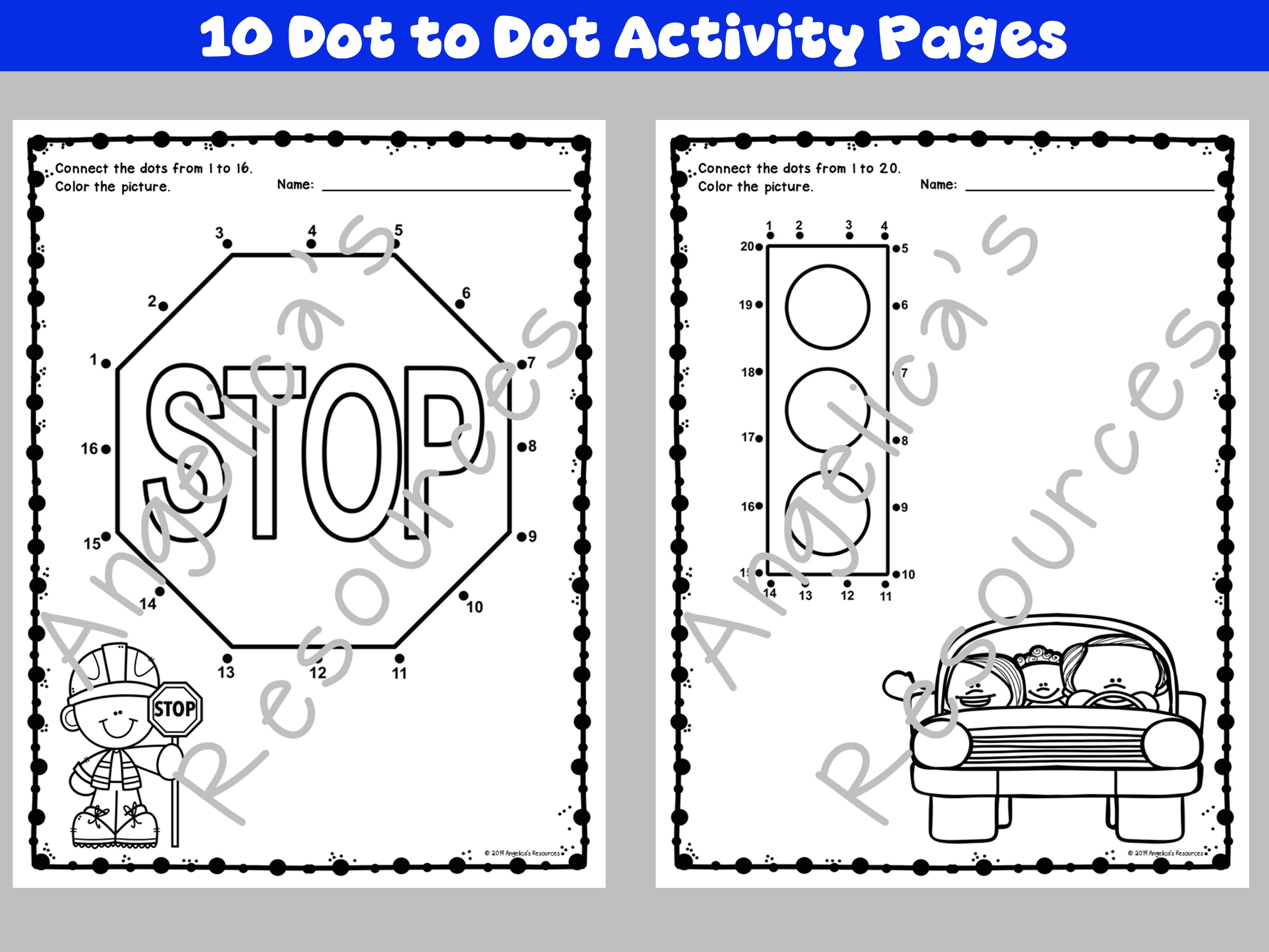 Transportation Dot to Dot Coloring Pages | Connect the Dots Math ...