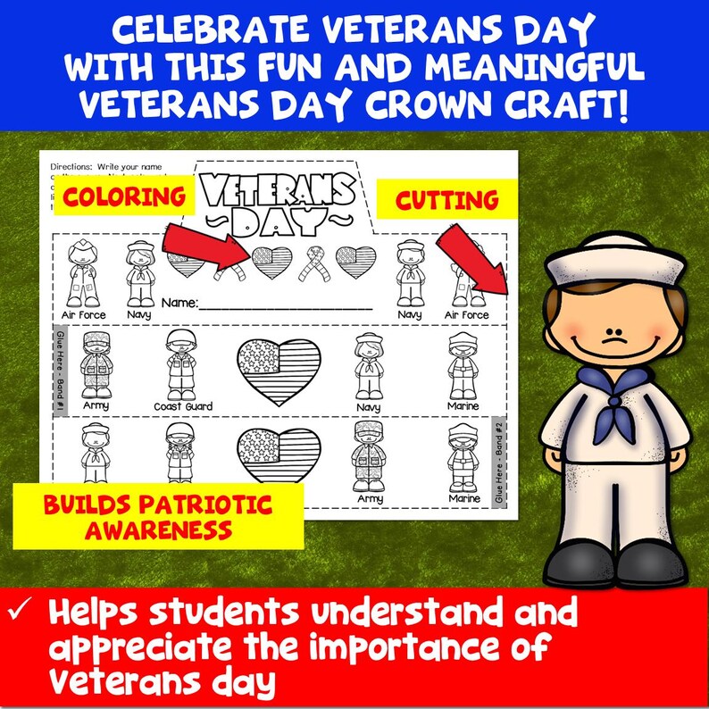 Veterans Day Craft Crowns and Wristbands | Veterans Day Printable Kids ...