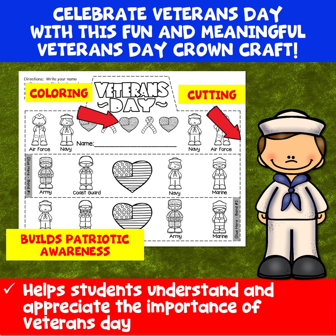 Veterans Day Craft Crowns and Wristbands | Veterans Day Printable Kids ...