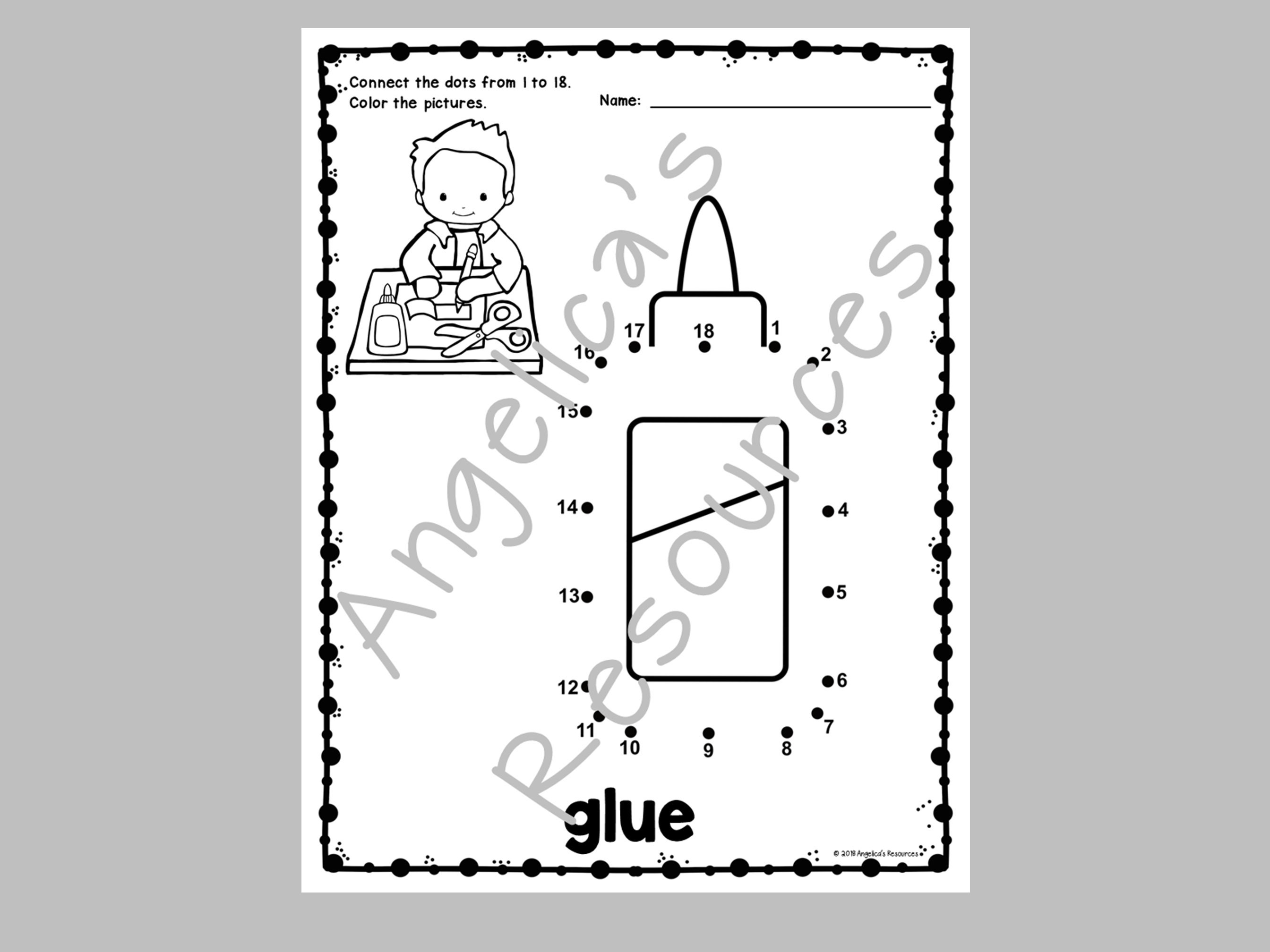 Back to School Dot to Dot Coloring Pages Connect the Dots Math ...