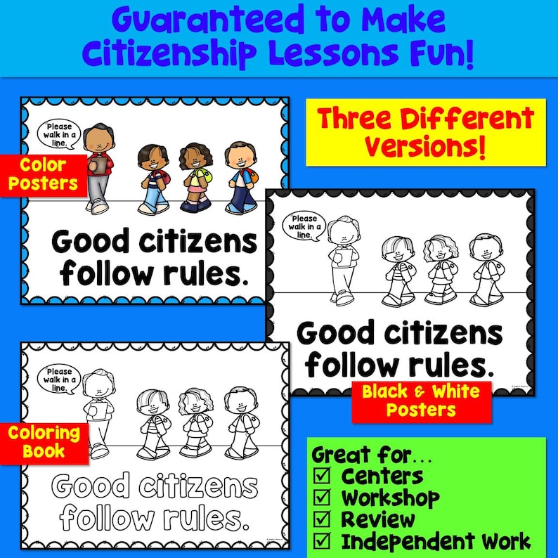Good Citizenship Activities | Being a Good Citizen at School Posters ...