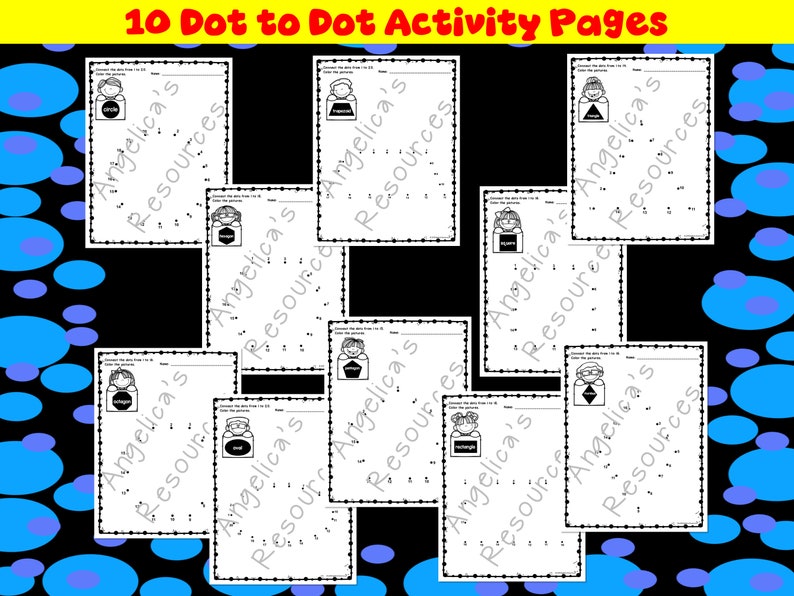 2D Shapes Connect the Dots Math Worksheets Dot to Dot Coloring Pages ...