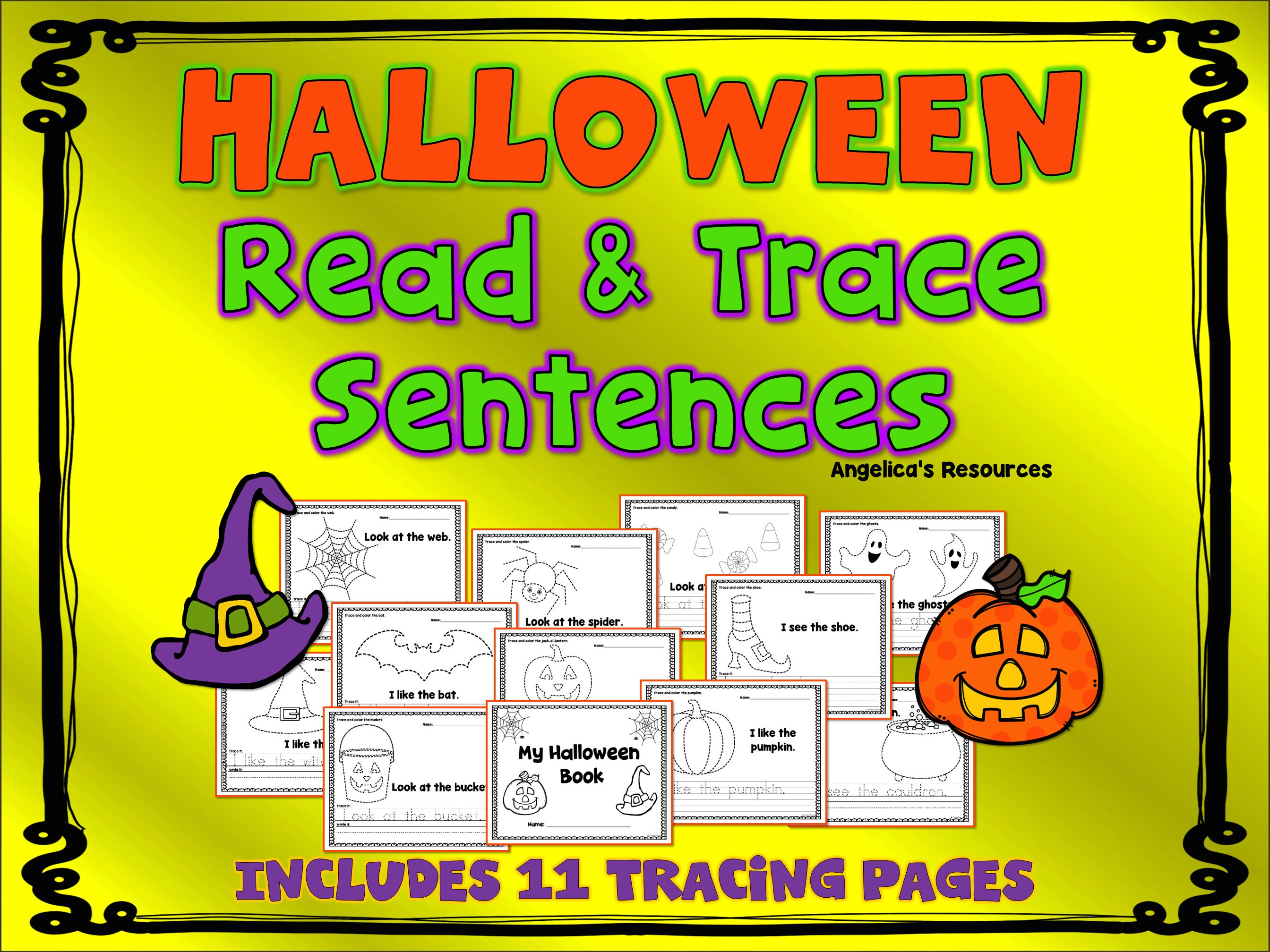 Halloween Activities Coloring Pages Printable Sight Word Handwriting ...
