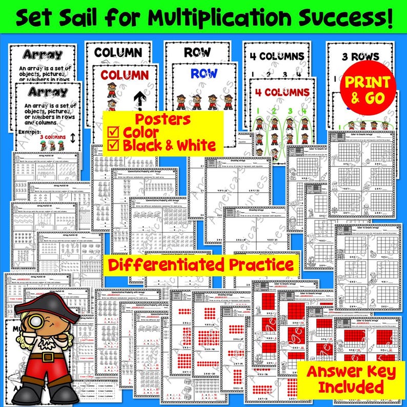 Multiplication With Arrays in Math | Multiplication Practice Worksheets ...