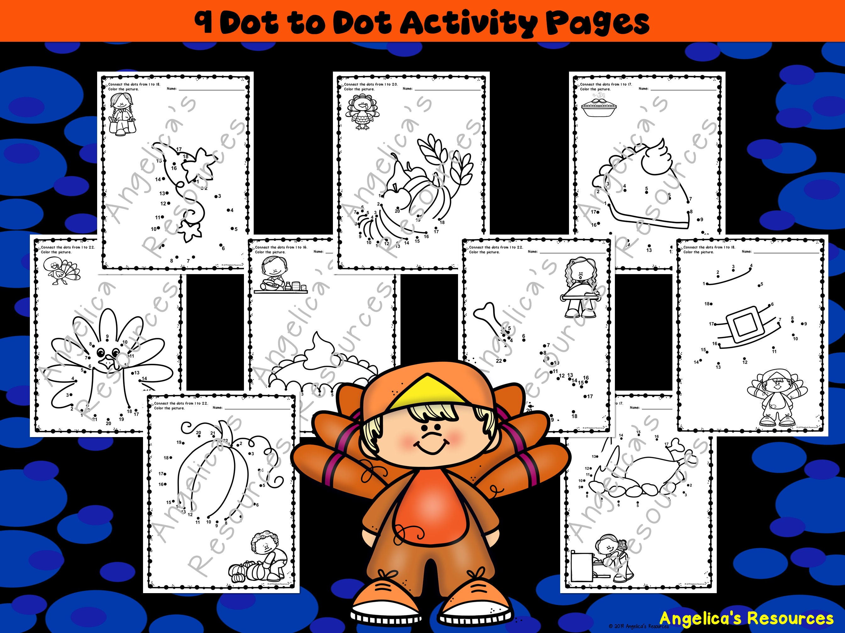 Thanksgiving Dot to Dot Coloring Pages Connect the Dots Math Worksheets ...
