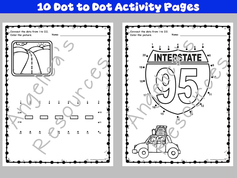 Transportation Dot to Dot Coloring Pages Connect the Dots Math ...
