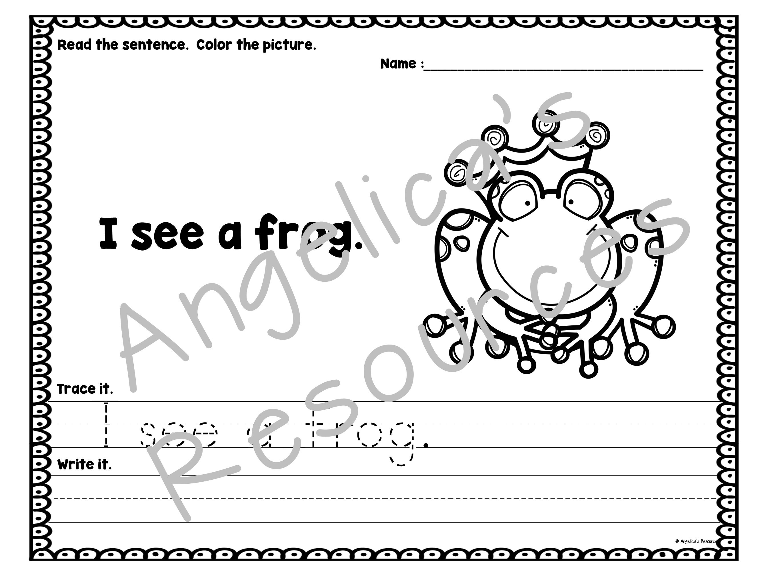 Fairy Tale Coloring Pages Printable Sight Word Handwriting Worksheet ...