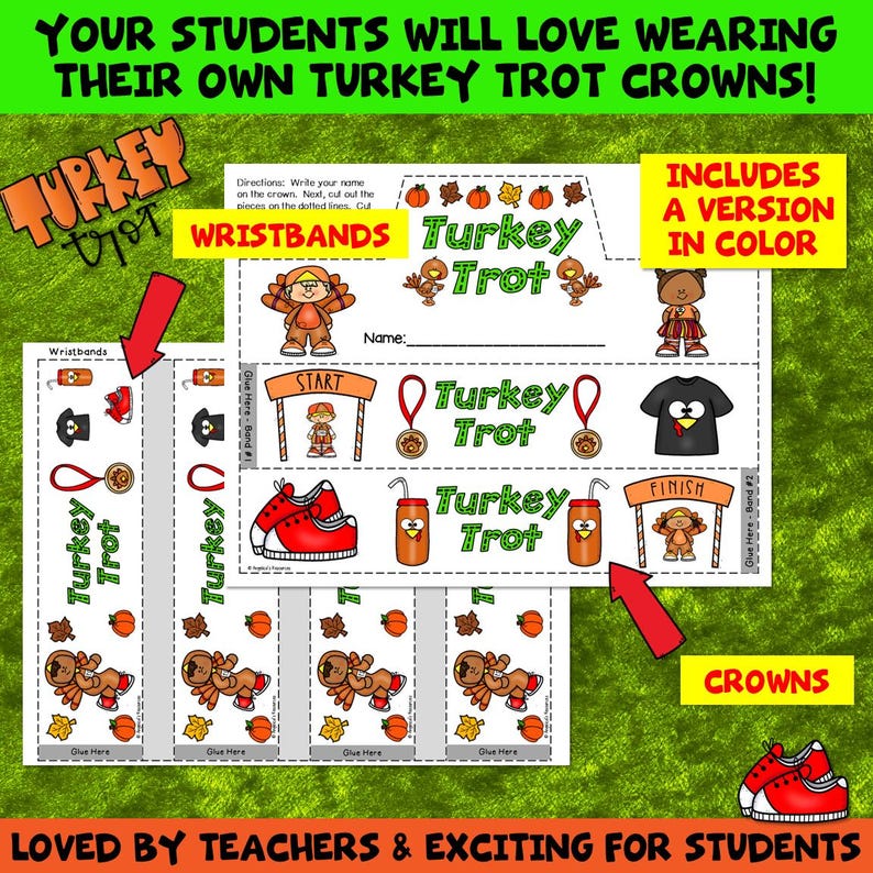 Turkey Trot Craft Crowns and Wristbands | Turkey Trot Printable Kids ...
