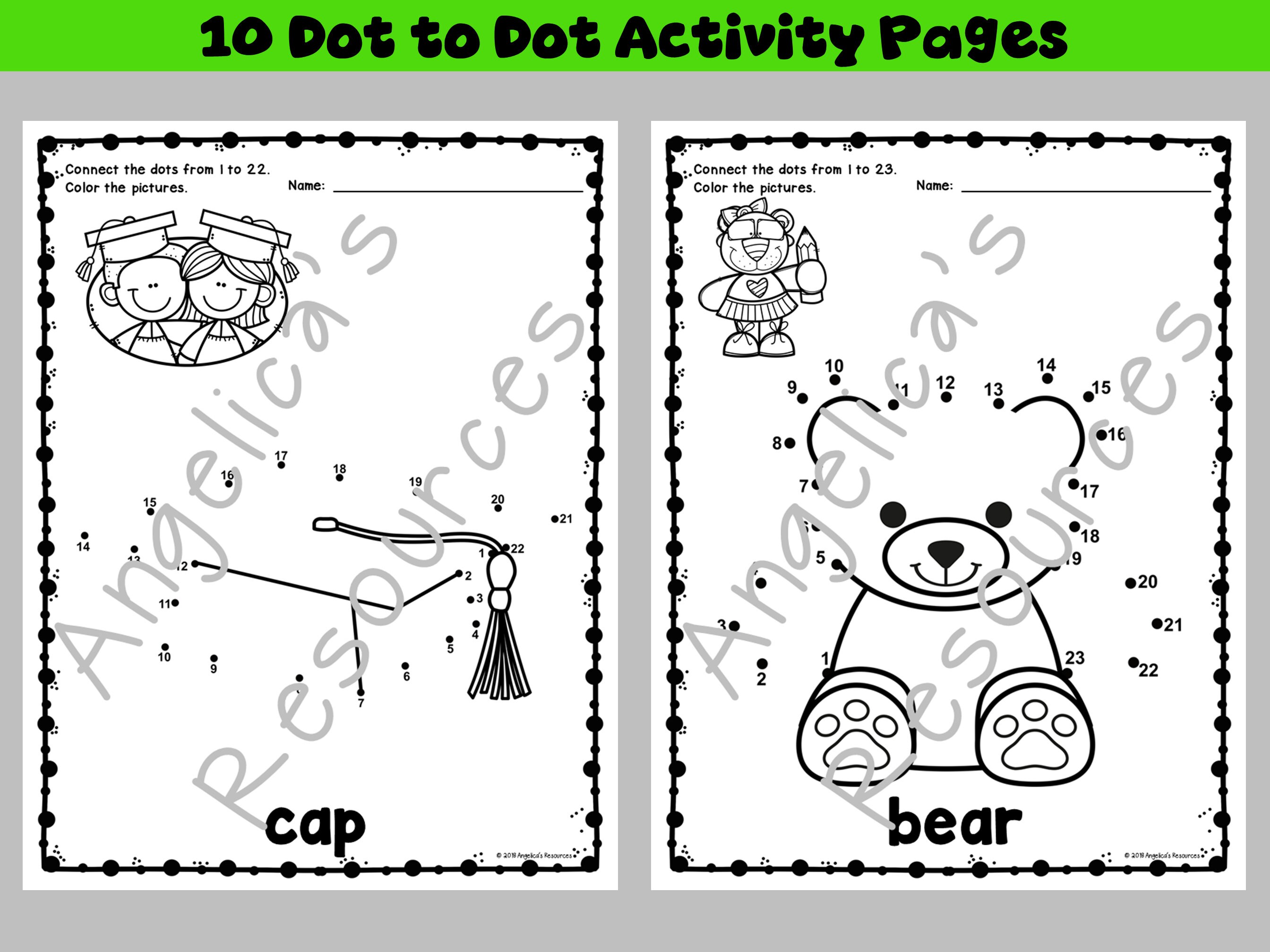 Back to School Dot to Dot Coloring Pages Connect the Dots Math ...