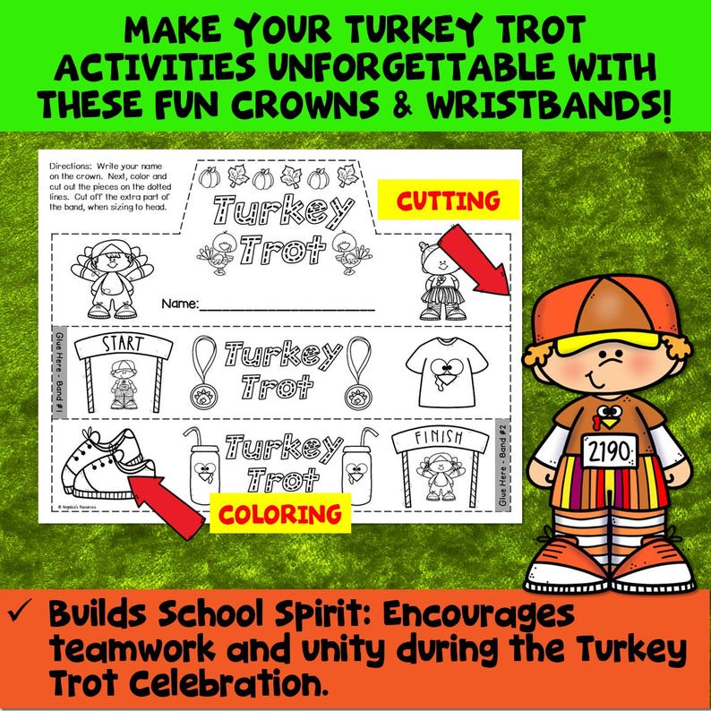 Turkey Trot Craft Crowns and Wristbands | Turkey Trot Printable Kids ...