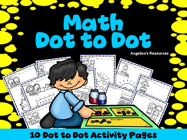 Math Theme Dot to Dot Coloring Pages | Connect the Dots Math Worksheets ...