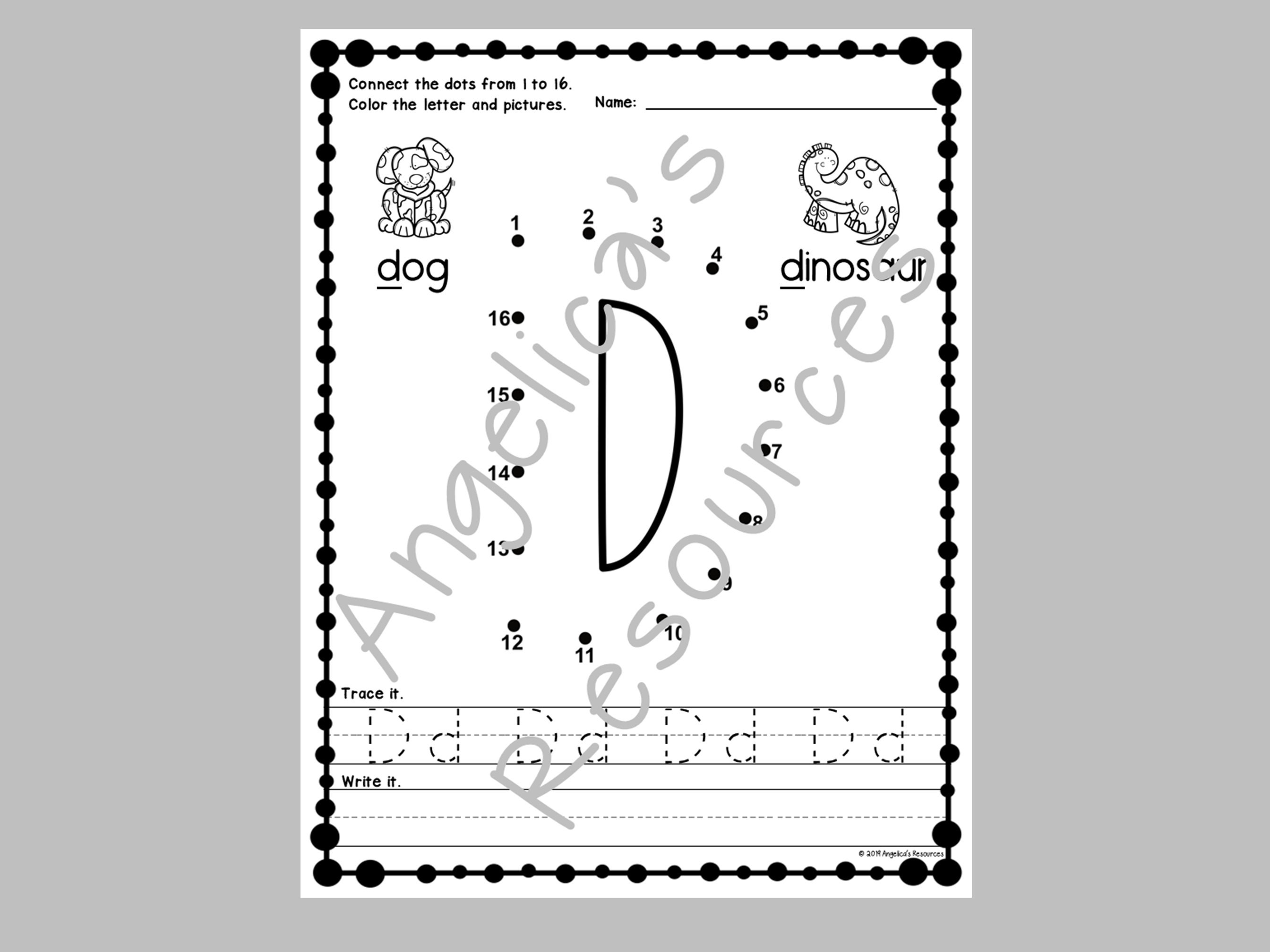 Alphabet Letter Tracing Dot to Dot Kindergarten Math Worksheets Connect ...
