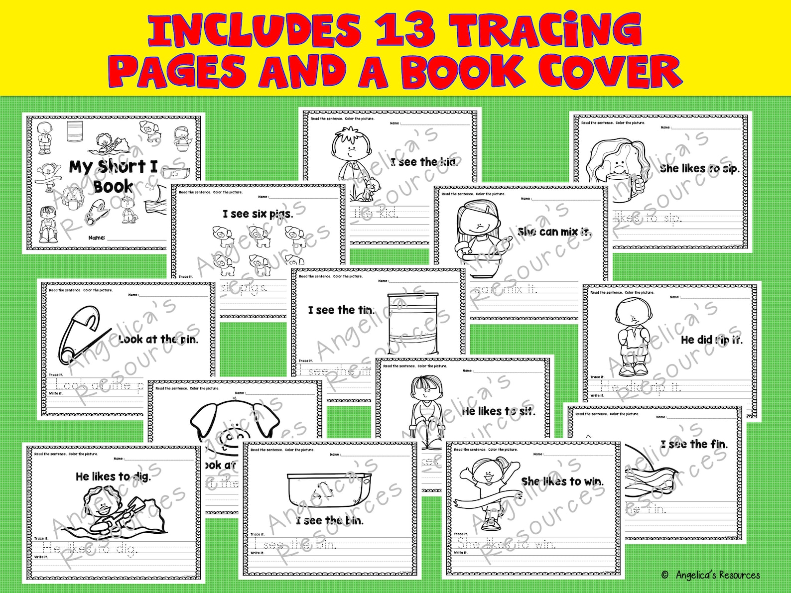 Short I CVC Words | Coloring Pages Printable | Sight Word Practice ...