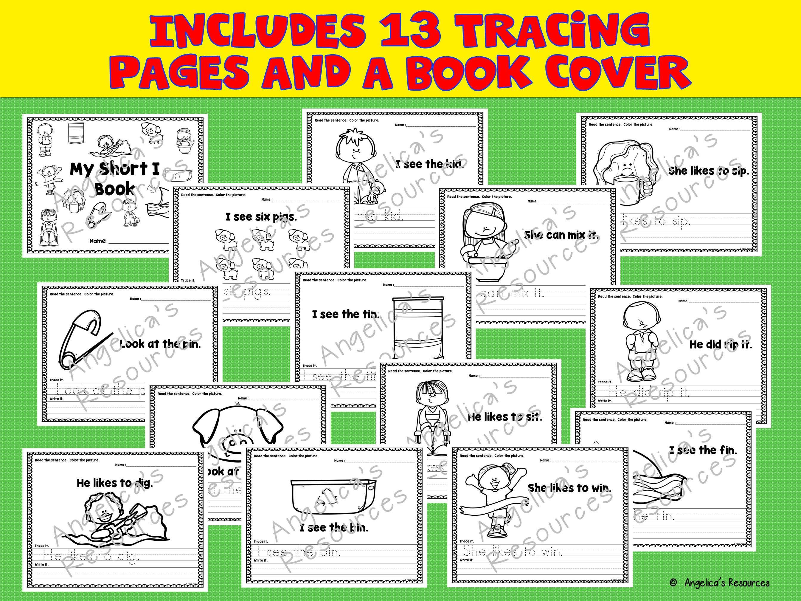 Short I CVC Words | Coloring Pages Printable | Sight Word Practice ...