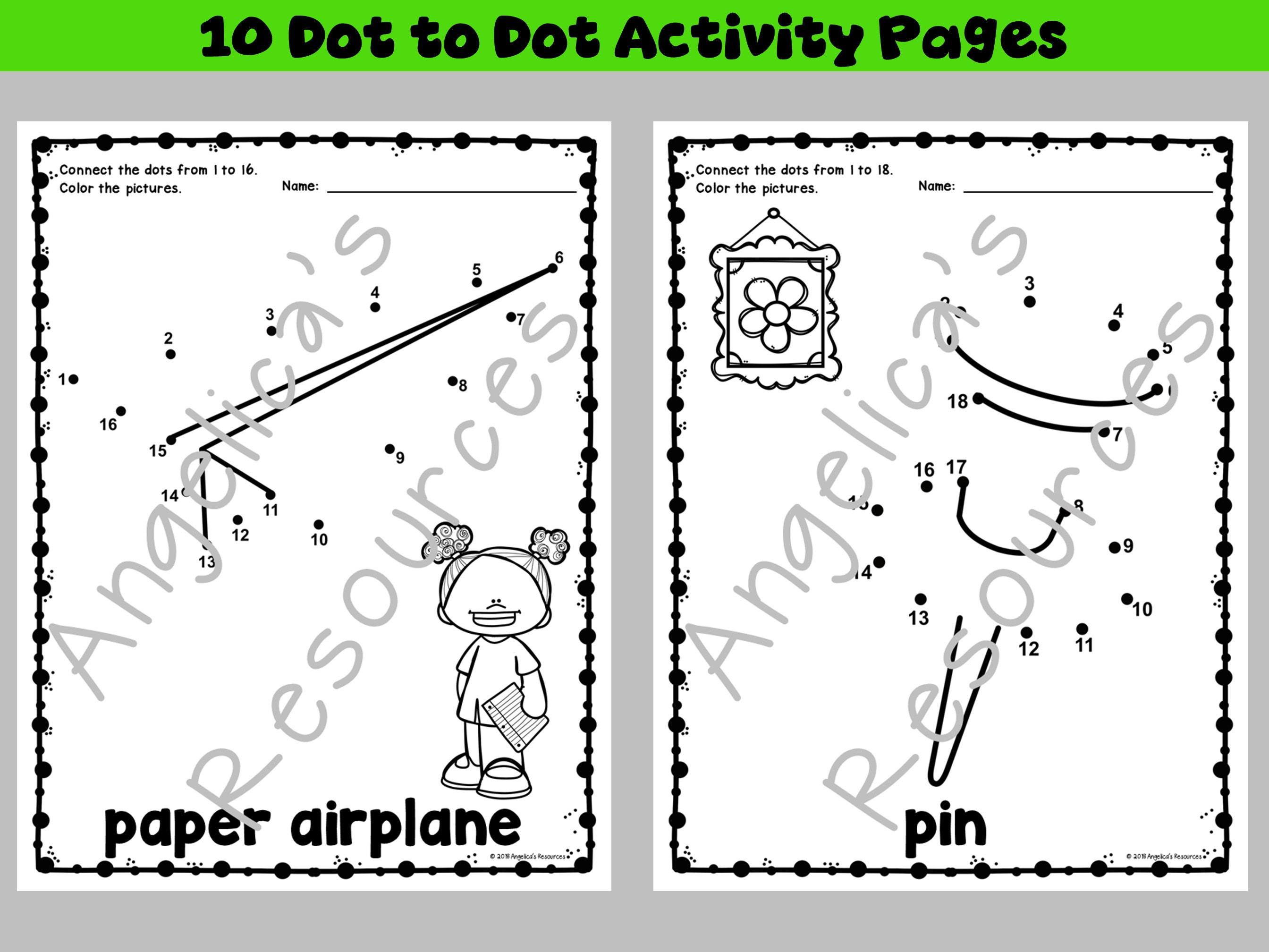 Back to School Dot to Dot Coloring Pages Connect the Dots Math ...