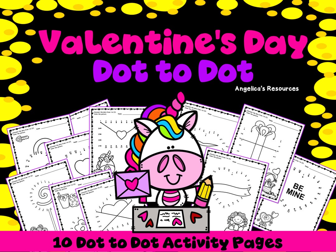 Valentine's Day Activities Dot to Dot Coloring Pages | Connect the Dots ...