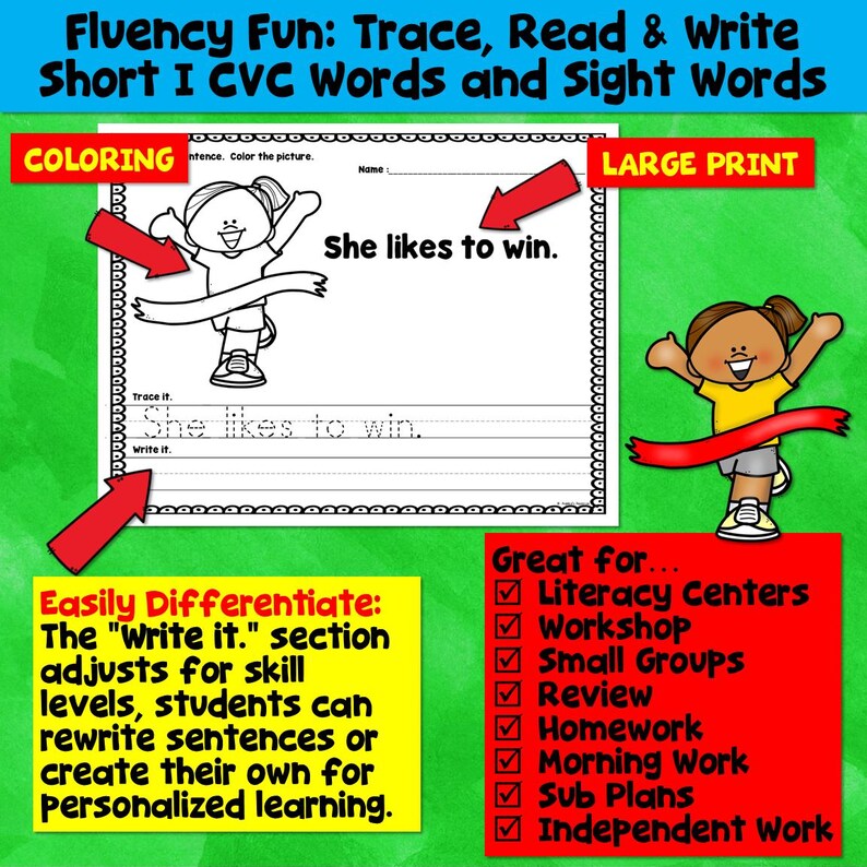 Short I CVC Words | Coloring Pages Printable | Sight Word Practice ...