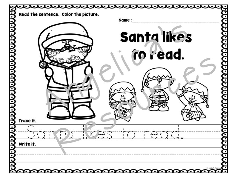 Christmas Activities | Santa Coloring Pages Printable | Sight Word ...