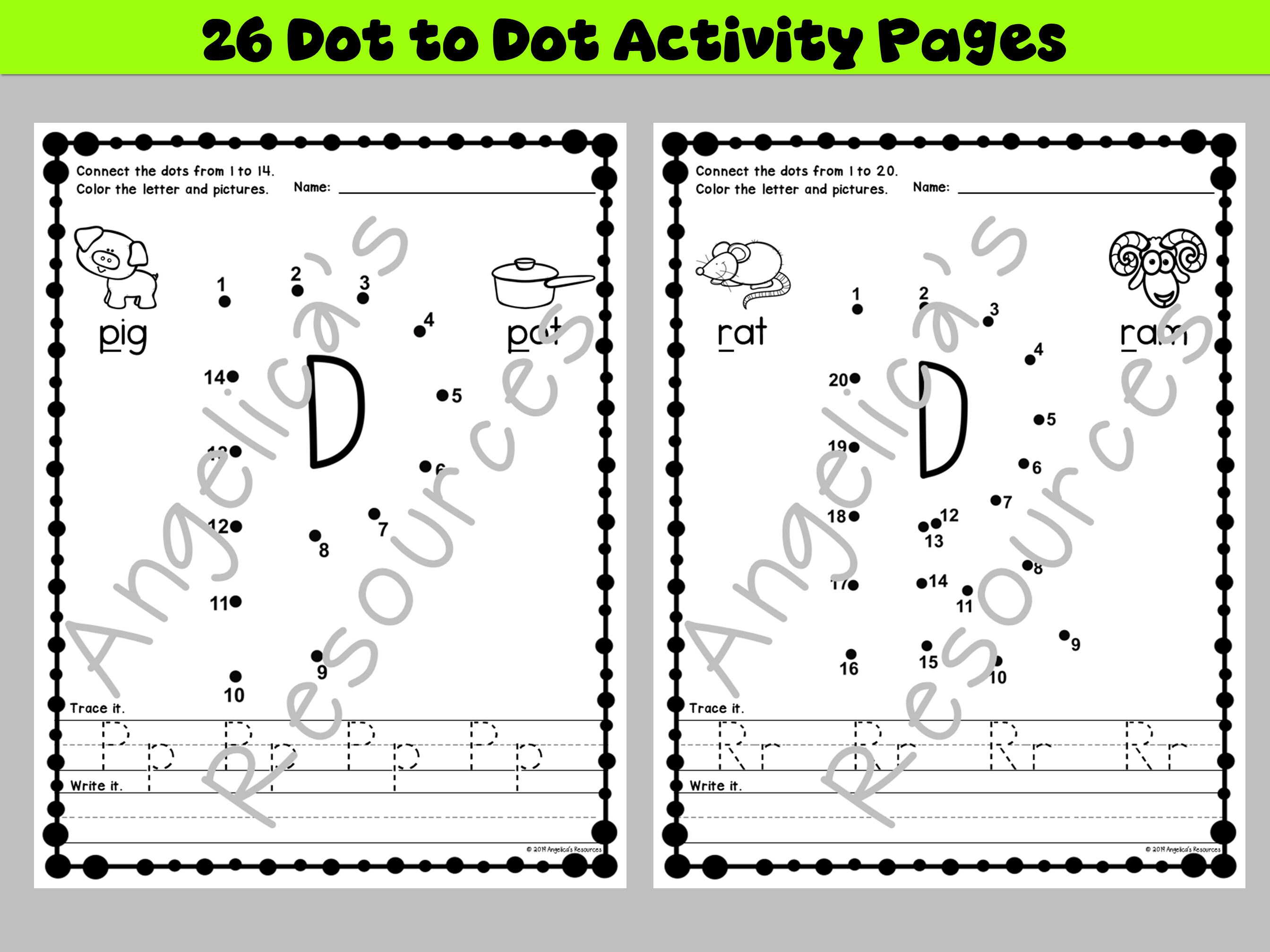 Alphabet Letter Tracing Dot to Dot Coloring Pages | Connect the Dots ...