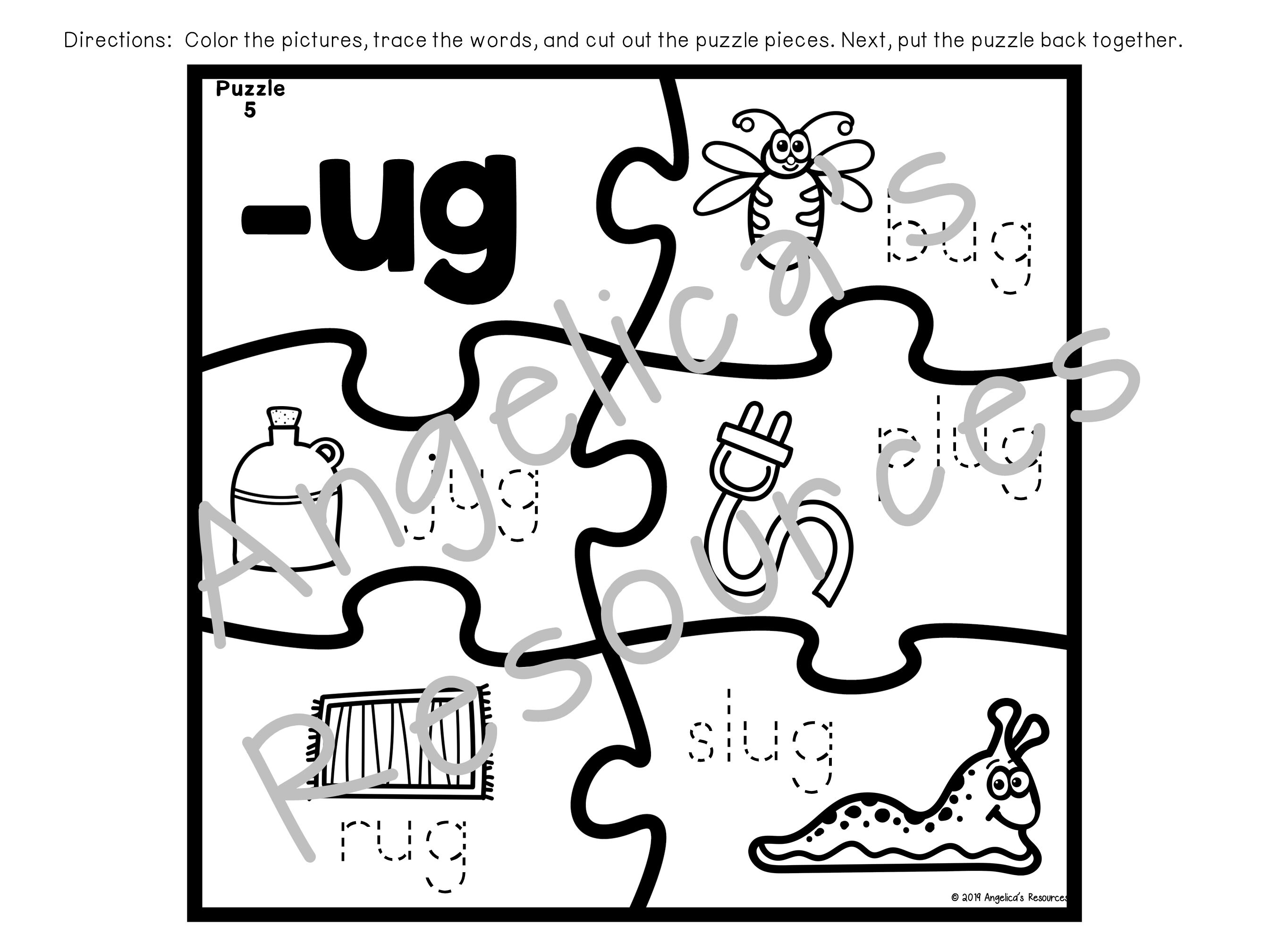 Word Families Fun Phonics Game Rhyming Endings Puzzles Coloring Pages ...
