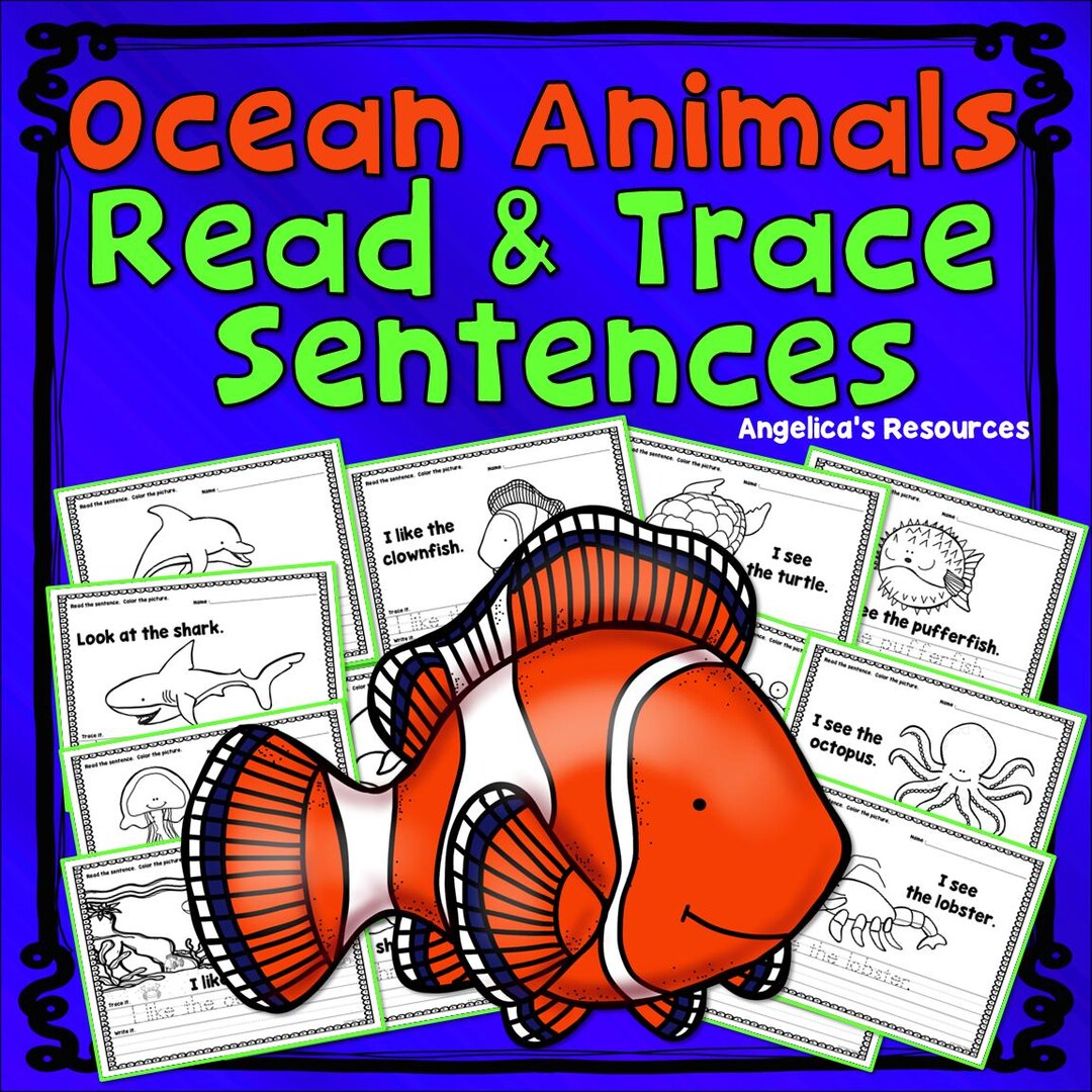 Ocean Animals Coloring Pages Printable Sight Word Practice ...