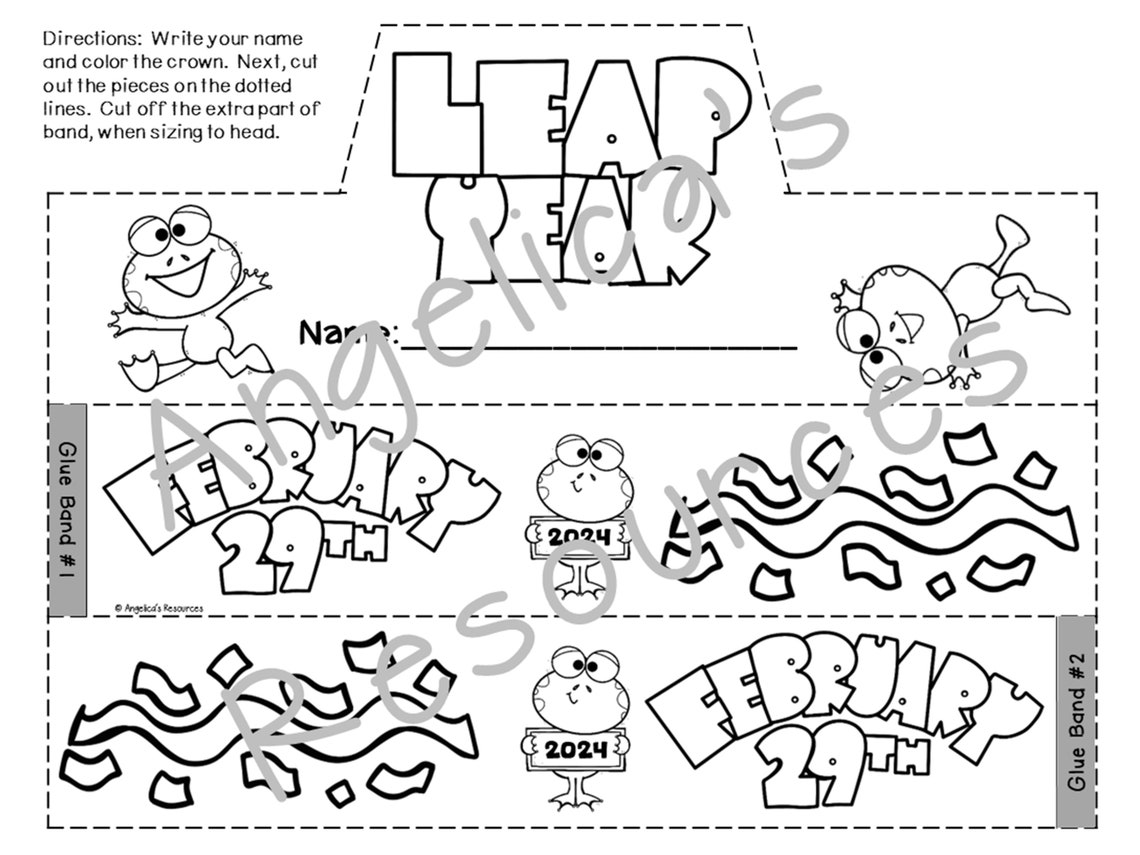 Leap Year 2024 Activities Crowns and Wristbands Leap Day Kids Hat Craft ...