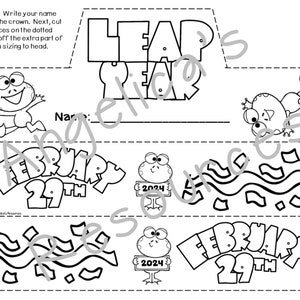 Leap Year 2024 Activities Crowns and Wristbands Leap Day Kids Hat Craft ...