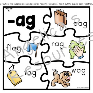 Word Families Fun Phonics Game Rhyming Endings Puzzles Coloring Pages ...