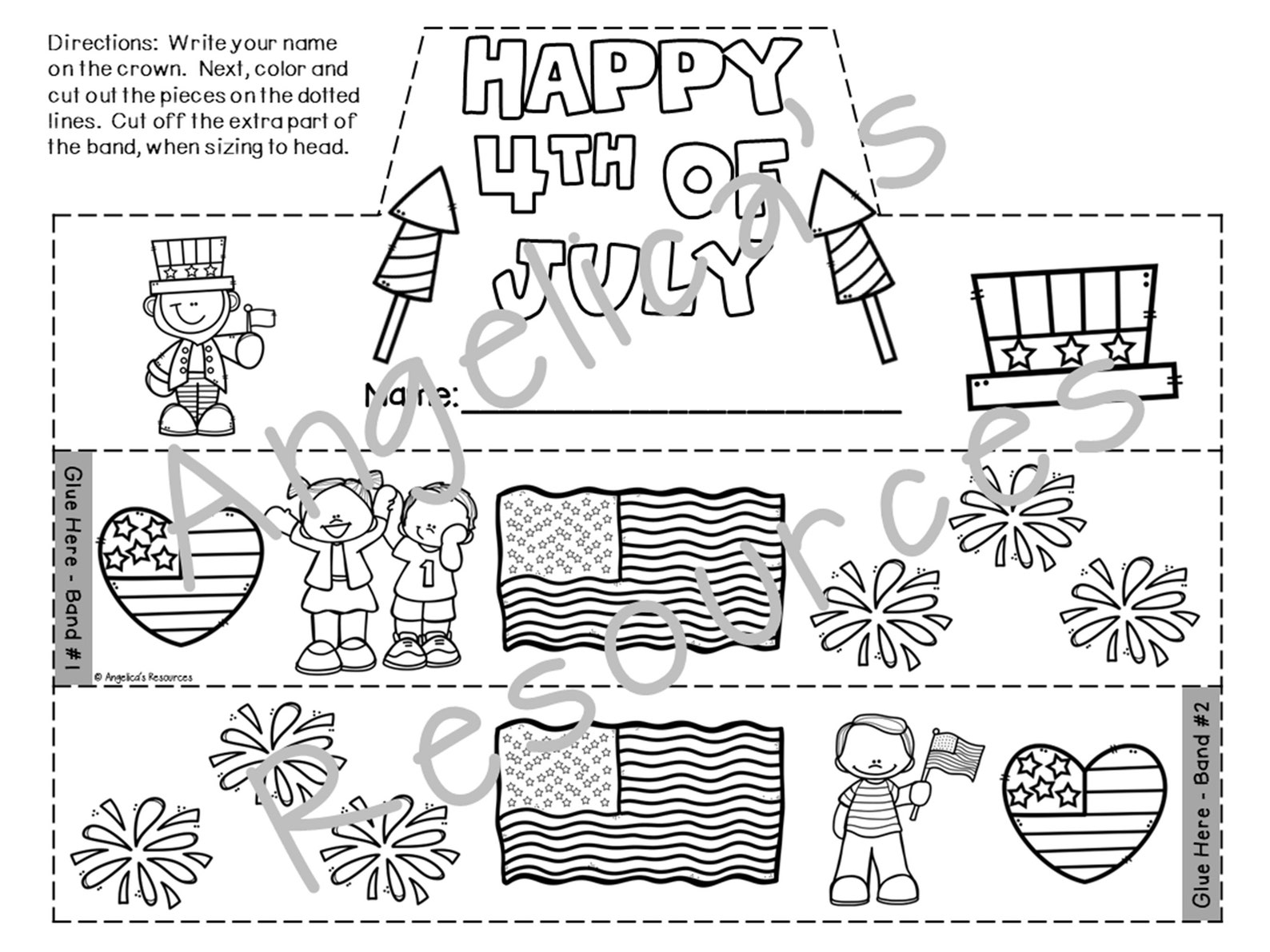 4th of July Activities Crowns and Wristbands | 4th of July Printable ...
